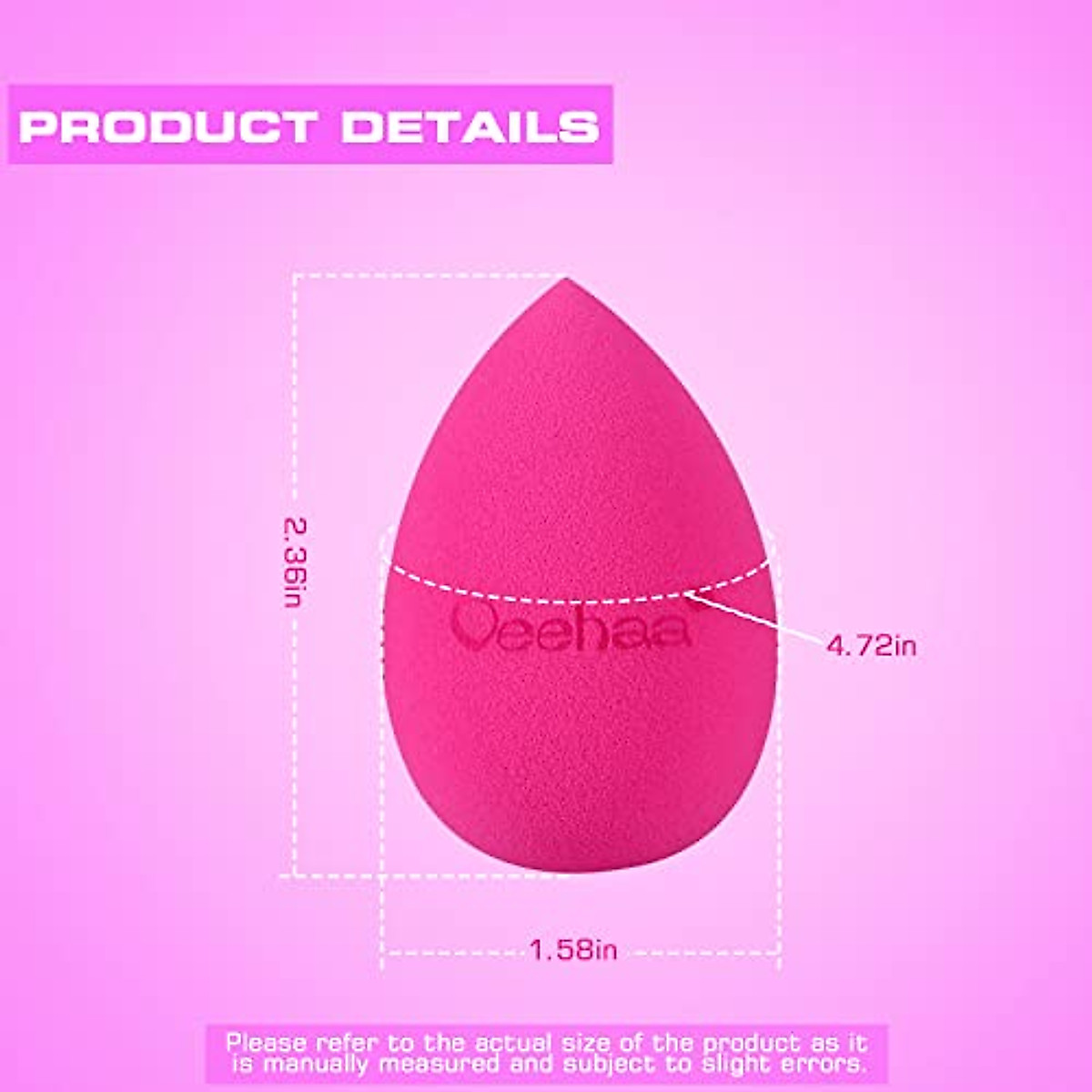 Veehaa 2PCS Makeup Sponge Set, Latex Free Makeup Blender for foundation, Makeup Sponges egg shaped, Makeup Sponges for all areas