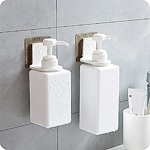 2pcs Shower Gel Bottle Rack Hook Bracket,Self Adhesive Wall Mounted Shampoo Holder Hook Shower Gel Bottle Rack Hanger Liquid Soap Holder Hand Sanitizer Suction Wall Seamless Hook for Kitchen Bathroom