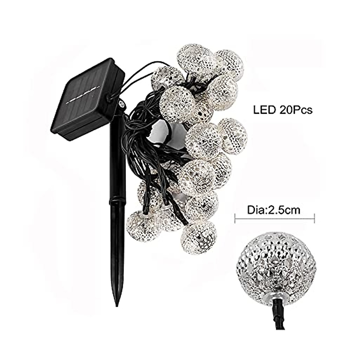 Xiaobei Solar String Lights, Moroccan Ball Shape, 5M 20LED Earth Fairy Lights, Lantern Christmas Lights, Outdoor Garden Patio Home Decoration