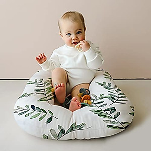 oenbopo Baby Lounger Cover for Newborn Girls and Boys, Washable Soft Lounger Pillow Case for Babies, Snug Removable Slipcover Fit for 29 x 17 x 5 Infant Floor Seat Lounger (Green Leaves)
