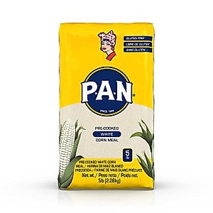 P.A.N. White Corn Meal – Pre-cooked Gluten Free and Kosher Flour for Arepas (5 lb/Pack of 1)