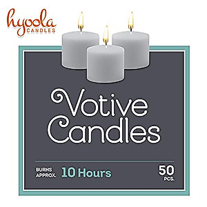 Hyoola Votive Candles - 10 Hour Burn Time - Unscented Candles Votives Bulk - Pack of 50 White Candles - European Made