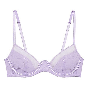 Savage X Fenty, Women's, Missy Floral Glow Unlined Lace Bra, Purple Stone Lavender, 36C