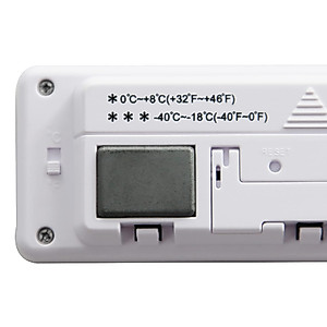 Refrigerator/Freezer Alarm Thermometer 2 Channel Fridge Thermometer with LED Alarm Indicator Max/Min Memory for Home Kitchen Restaurants Bars Cafes