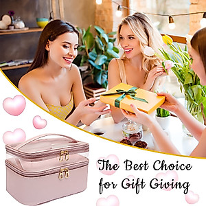 Makeup Bag,Leather Double Layer Large Organizer Bag,Travel Accessories Dorm Room Essentials Toiletry Bag for Women,Travel Essentials Cosmetic Bag Case,Valentines Day Gifts for Her Wife