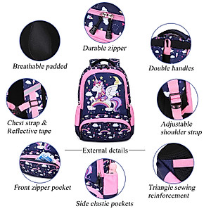 Meisohua Girls Unicorn Backpack Set - 3 IN 1 Waterproof School bag with Lunch Bag and Pencil Case for Preschool Elementary Kids