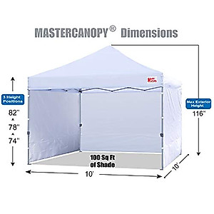 MASTERCANOPY Heavy Duty Pop-up Canopy Tent with Sidewalls (10x10,White)