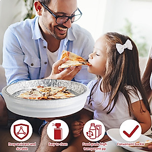 ERTIUANIO 2 Pack 12 In Pizza Food Storage Container with Lid and Handle, 2 Compartments Pizza Slice Storage Container with Foil Pie Pan, Round Pie container for Cake Cheesecake Tortilla Pastry