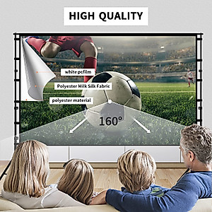 Projector Screen and Stand, Towond 120 inch Portable Projector Screen Outdoor Projector Screen 16:9 4K HD Rear Front Movie Screen with Carry Bag Wrinkle-Free Design for Home Theater Backyard Cinema