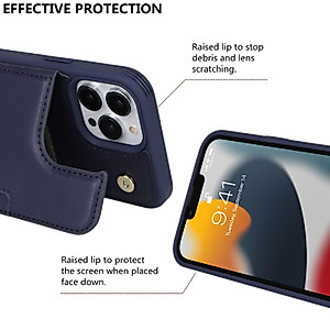 iCoverCase Compatible with iPhone 12 Pro Max Wallet Phone Case with Card Holder for Women Men, RFID Blocking PU Leather Case 6.7 Inch (Dark Blue)