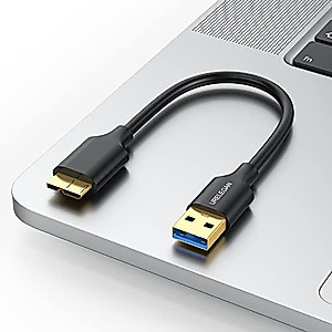 USB 3.0 to Micro B Cable 1 Feet, USB Type A to Micro B Cord Male to Male with Gold-Plated Connector Compatible with Hard Drive, Samsung Galaxy S5, Note 3, Camera and More