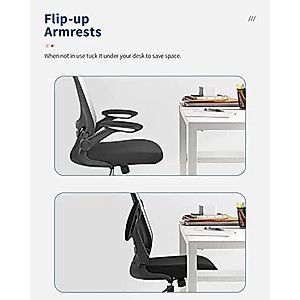 Office Chair Desk Chair Computer Chair with Lumbar Support Flip-up Arms Swivel Rolling Executive Task Chair Mesh Adjustable Ergonomic Chair for Adults(White)