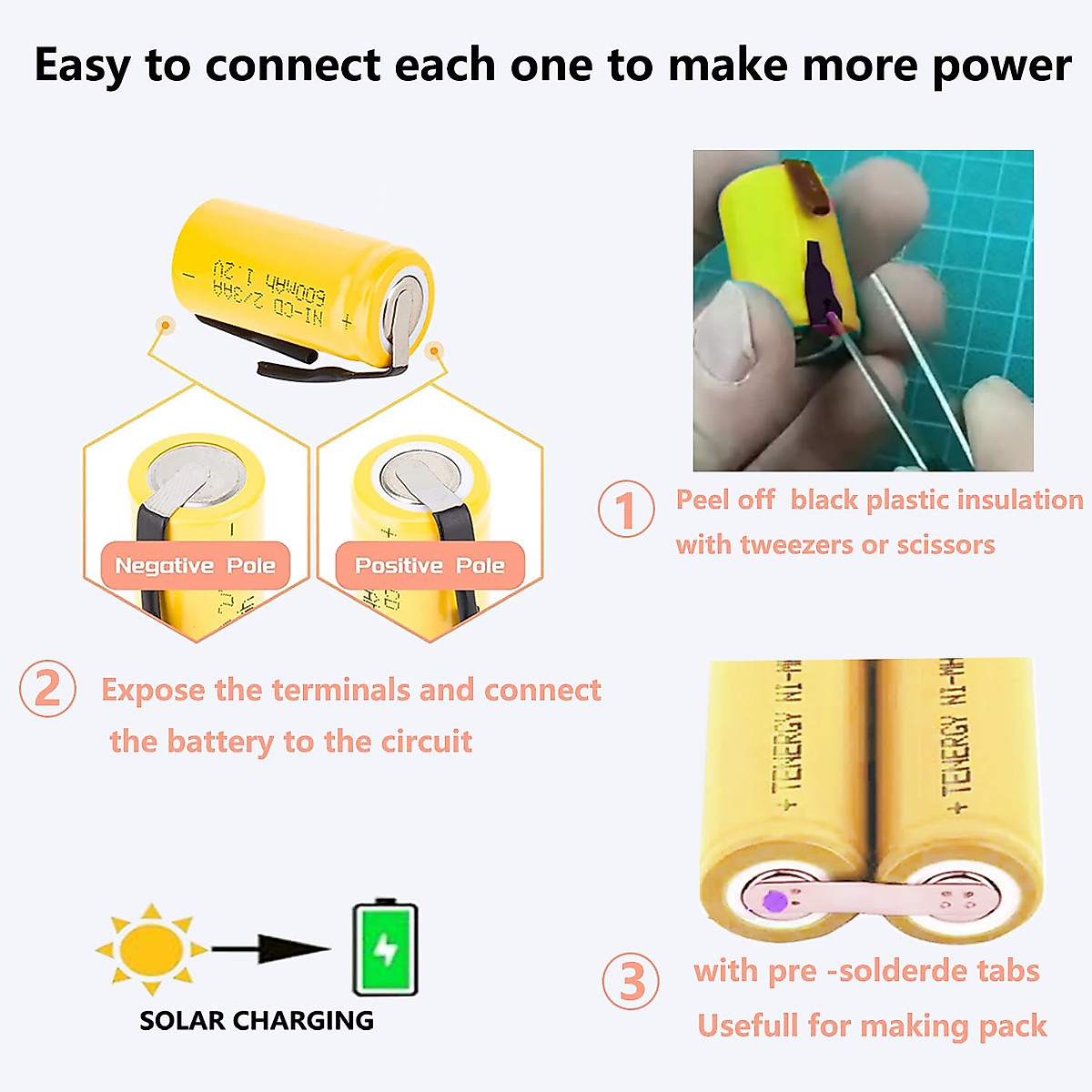 Odstore AA Ni-Cd 1.2V 2/3AA 600mAh Rechargeable Battery - 12pcs yellow