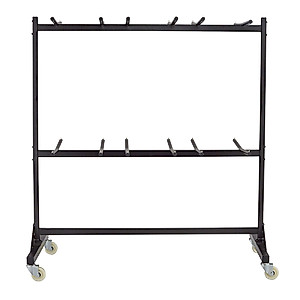 Safco Products Two-Tier Folding Chair Cart, 4199, Commercial Grade Steel, 84 Chair Capacity, Black,33.5"D x 64.5"W x 70.25"H