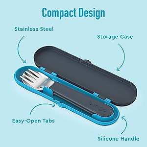 Bentgo® Kids Stainless Steel Utensil Set - Reusable Fork, Spoon & Storage Case - High-Grade BPA-Free Stainless Steel, Easy-Grip Handles, Dishwasher Safe for School Lunch, Travel & Outdoors (Dinosaur)