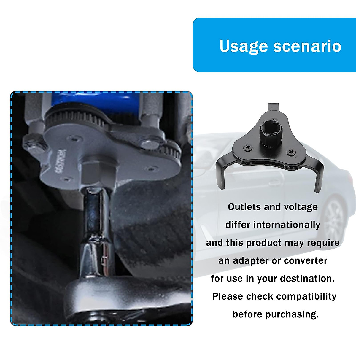 Yumfugu 1 PC Car Oil Filter Wrench, 1/2 Metal Heavy Duty Adjustable Filter Change Set, Universal Multifunctal Three-claw Vehicle Oil Filter Wrench Maintenance Accessories for Engine (Black)