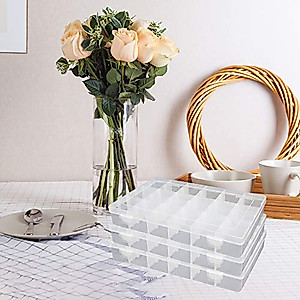 5 Pack Plastic Jewelry Organizer Box 18 Big Girds Clear Storage Organizer Case with Adjustable Dividers Jewelry Storage Container Multi Compartment Storage Box for Washi Tape, Bead, Gem, Rock