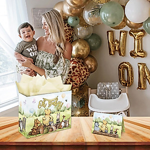 CORODER Winnie Gift Bag With Card and Tissue Paper Welcome Baby Gift Bags with Handle For Party Gift Wrapping Present Baby Shower Party Decorations Supplies(13 inch)