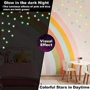 MAQIHAN 200 Glow in The Dark Stars for Ceiling - Glowing Stars and Moon Stickers Estrellas que brillan en la oscuridad para el techo de cuarto Plastic Space Galaxy Decals Bedroom Wall Decorations