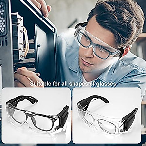 Anti Fog Safety Glasses With Lights For Women And Men - Night Work Goggles Over Eyeglasses , Anti Scratch Clear Lens Rechargeable Use In The Lab, Shooting, Welders, Woodworking