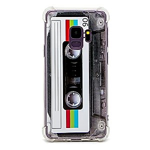FAteamll Case for Galaxy S9,with Reinforced Corners TPU Soft Bumper Retro Cassette Tape Case Compatible with Samsung Galaxy S9