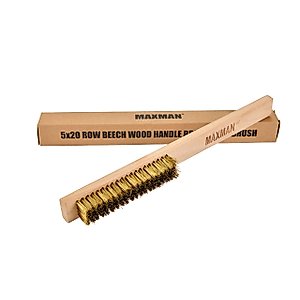 MAXMAN Brass Brush, Soft Brass Bristle Wire Brush for Cleaning Metal Rust, Welds, Home and Kitchen, Wire Scratch Brushes with 10" Beechwood Handle