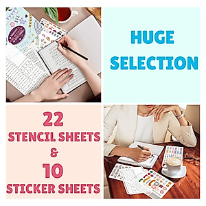 Easy to Use Stencil Set for Dotted Journals - Time Saving Planner Accessories/Supplies Kit Makes Creating Layouts Easy - Incl. Bullet Point Checklists, Daily/Weekly/Monthly Calendars