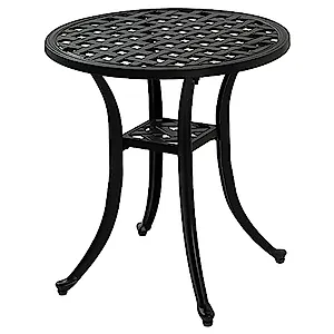 ZOTORUN Outdoor Cast Aluminum Side Table End Table for Patio, Backyard, Pool, Indoor Companion, Easy Maintenance and Weather Resistant, Black