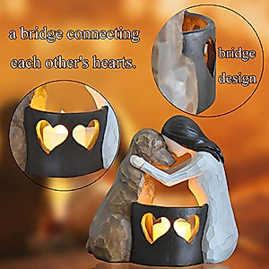 weslinkeji Dog Memorial Gifts，Pet Loss Gifts，Hand-Sculpted Dogs Passing Away Sympathy Gift，Remembrance Gift ，Dog Lovers Candle Holder Statue with LED Candle