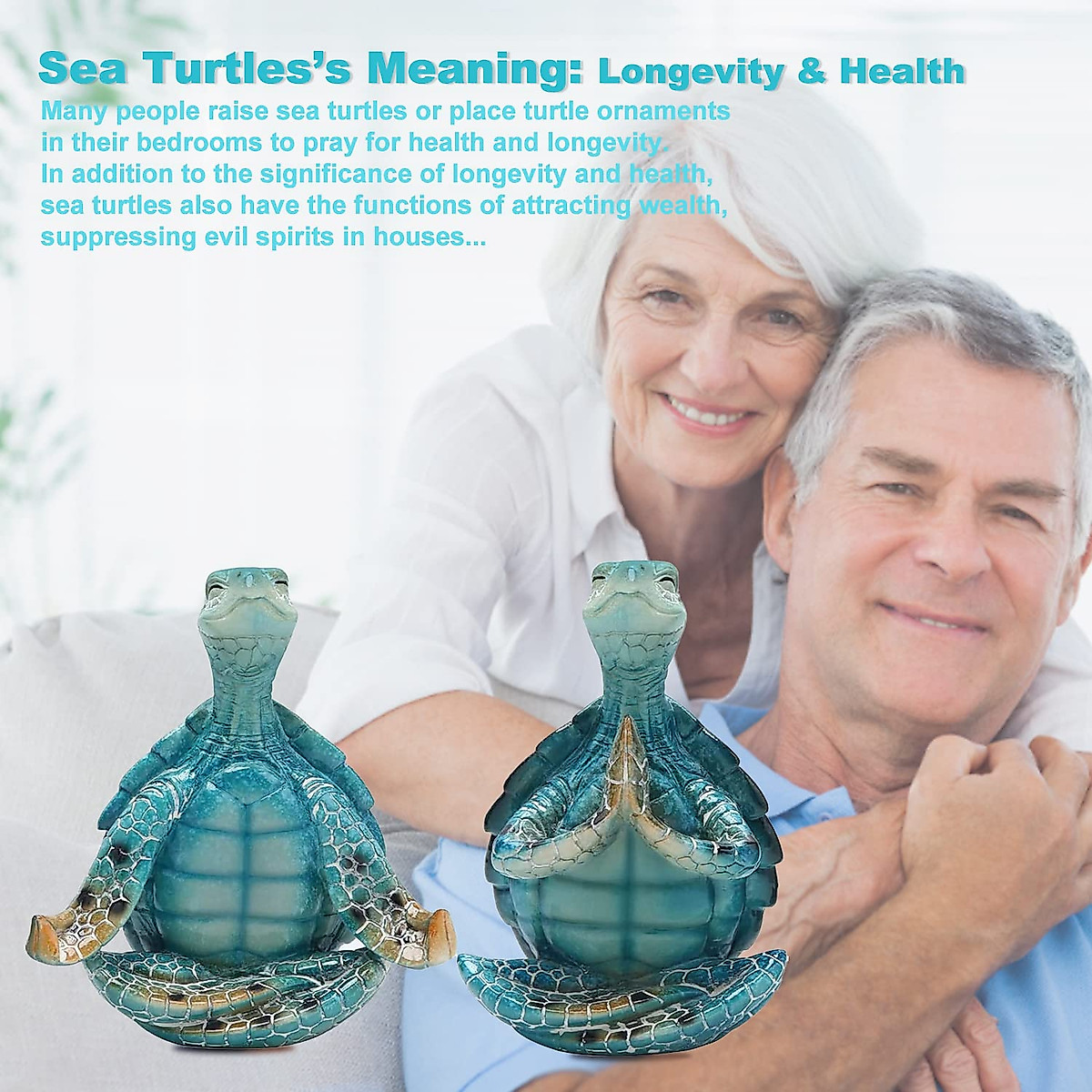 LUIFEL Yoga Turtle, 2 PCS Meditation Yoga Turtle Decor, Sea Turtle Yoga Figurines Decorations for Collection, Yoga Turtle Figurine for Spiritual Garden Home Decor, Gift for Mom, Dad, Friends...