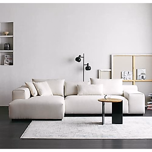 Acanva Modern Minimalist Sofa with Extra Deep Seats for Living Room, Bedroom and Lounge, L-Shaped Sectional Couch with Left Chaise