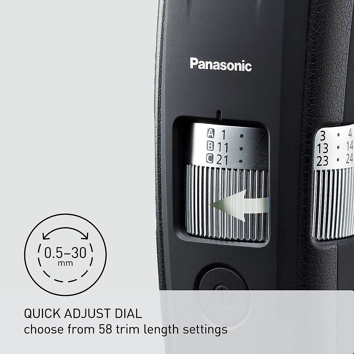 Panasonic Long Beard Trimmer for Men, 58 Length Settings and 4 Attachments for Cutting and Detailing, Cordless or Corded Operation – ER-GB96-K (Black)