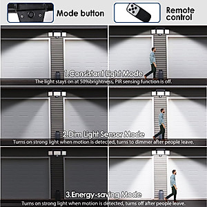 HAARAY Motion Sensor Outdoor Lights with Remote, IP67 Waterproof, Only for Wall Mount, 304 LED Solar Security Flood Light for Outside Garden Yard Patio Garage Porch (2 Pack)