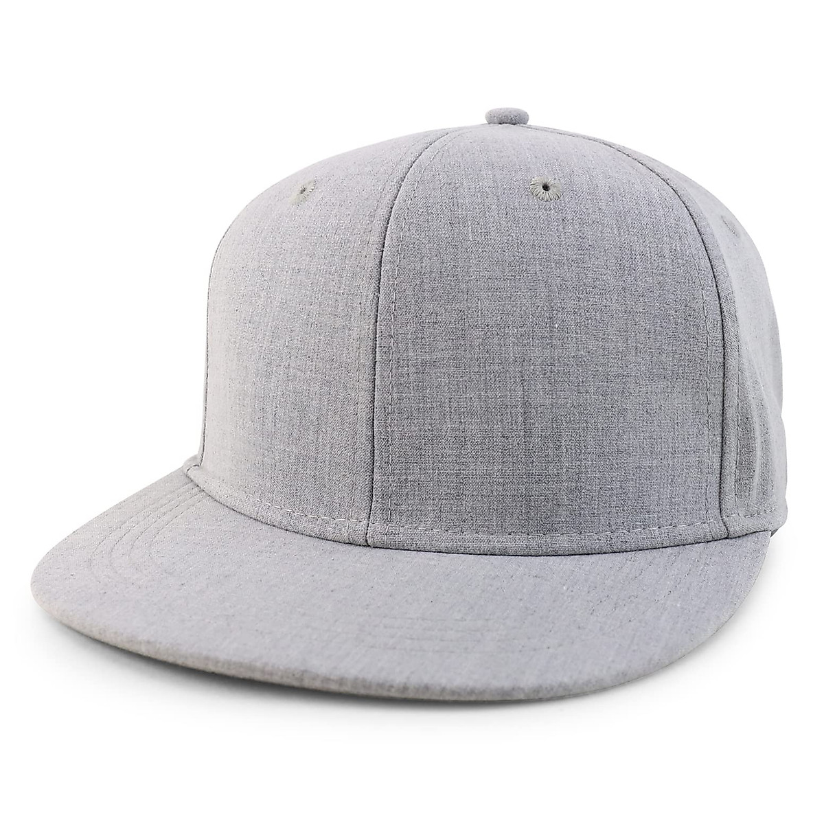 Armycrew Oversized 2XL Structured Flatbill Snapback Cap for Big Heads - Heather Grey - 2XL