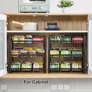 YMYNY 3-Tier Can Rack Organizer, Multifunctional Can Storage Dispenser, Holds Up to 36 Cans, Stacking Rack Holder for Kitchen Cabinets, Countertops, Pantry, Small Spaces, Black, HSR001H