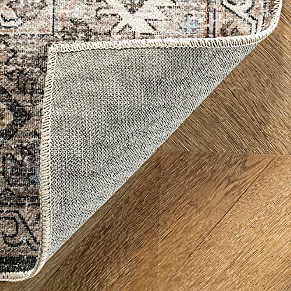 nuLOOM Gracie Distressed Medallion Machine Washable Runner Rug, 2' 6" x 8', Peach