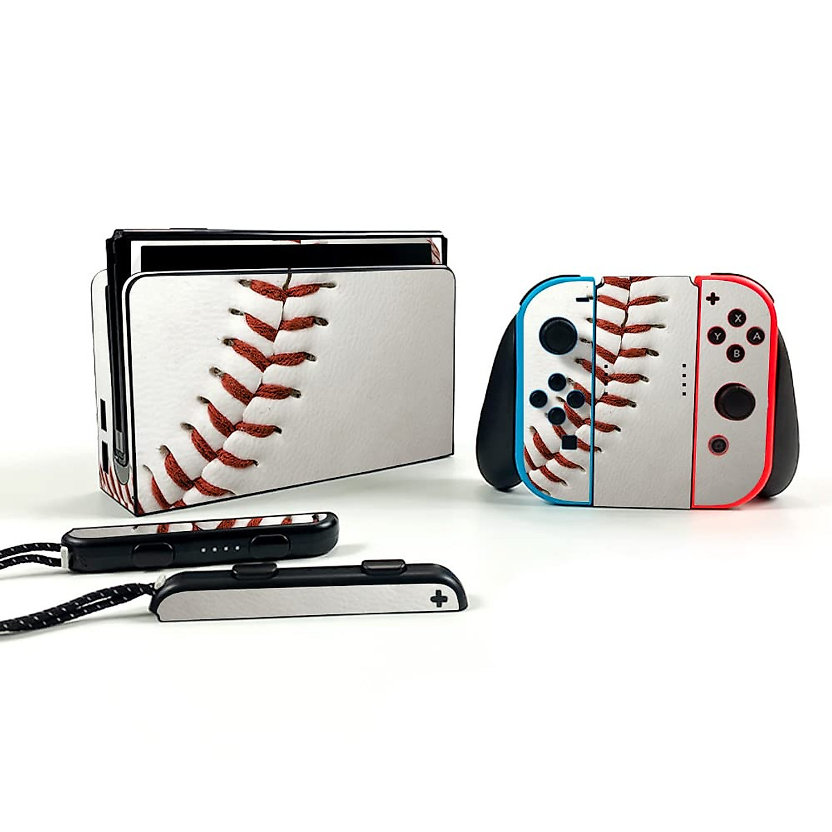 MightySkins Skin Compatible with Nintendo Switch OLED - Baseball | Protective, Durable, and Unique Vinyl Decal wrap Cover | Easy to Apply, Remove, and Change Styles | Made in The USA