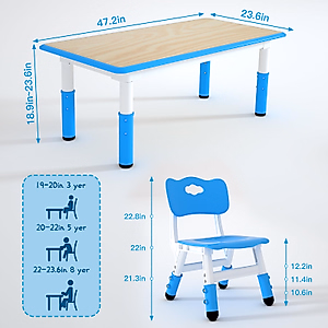 LulliSpace Kids Table and 2 Chairs Set, Height Adjustable Toddler Table and Chair Set,31.5"X23.6"Graffiti Desktop,Activity Table for Daycares,Homes,Classroom,Eco-Friendly, and Stylish Design