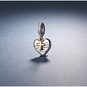 Love Heart Charm Fit for Pandora Charms Bracelet Christian Bible Verse Cross Charm Prayer Faith Religious Jewelry Gifts for Women 19