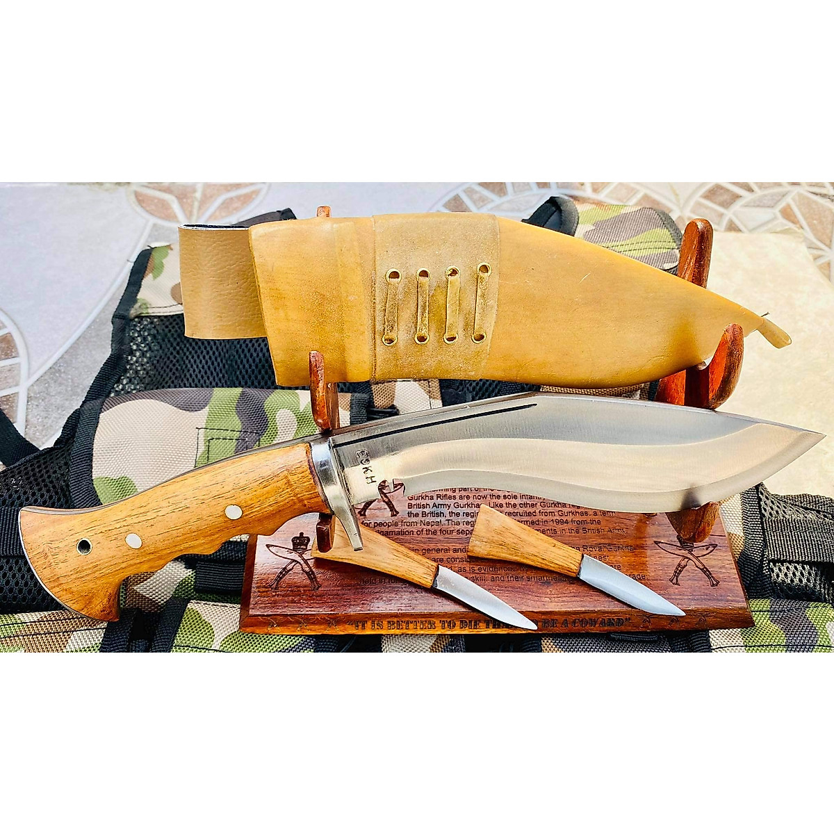 Authentic Kukri - 8" Iraqi Operation Issue Blade - Traditional Hand Forged Full Tang - EGKH Factory Outlet in Nepal - Ready to use Outdoor Knives - Balance water tempered - High Carbon Steel