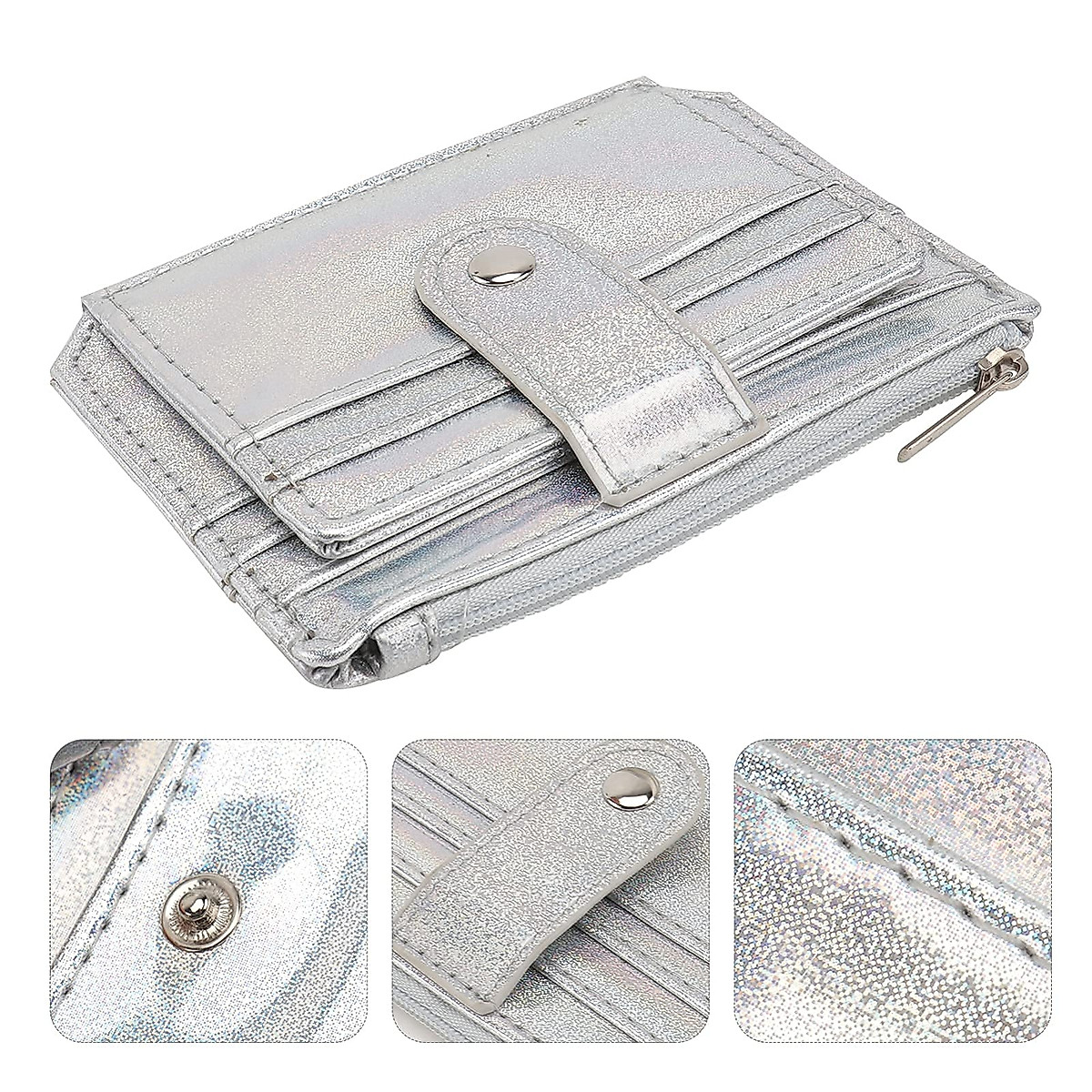 TENDYCOCO Money Clip with ID Window Hologram Card Holder Slim Coin Wallet for Women Girls
