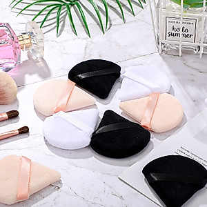 Patelai 15 Pcs Triangle Powder Puff Ultra Soft Pure Cotton Makeup Puffs Washable Face Velour for Cosmetic Foundation Sponge Makeup Tool(Black)