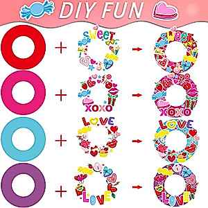 chiazllta 24 Pcs Valentine's Day Wreath Craft for Kids, Preschool DIY Valentines Paper Art Craft Kit with Hearts Stickers Bulk Classroom Home Indoor Game Activities