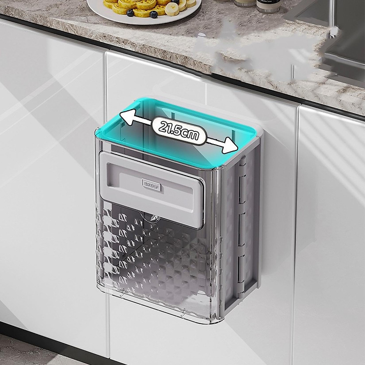 Foldable Hanging Trash Can,Upgrade Hanging Kitchen Trash Can, Kitchen Trash Can 13+ Gallon,Foldable Waste Bin for Kitchen, Collapsible Hang Small Plastic Garbage Can for Cabinet/Car/Bedroom (Green)