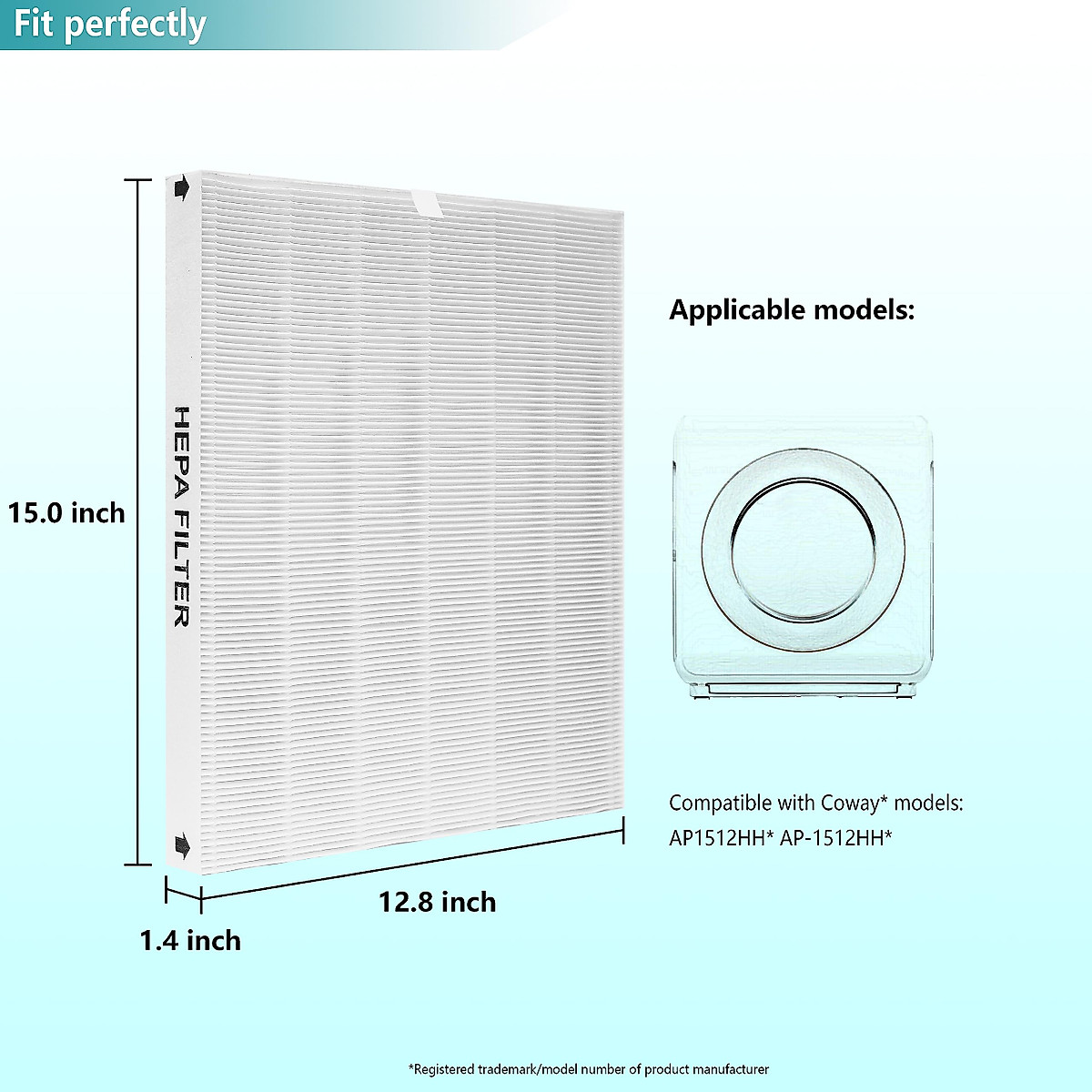 Lhari AP-1512HH True HEPA Filter Replacement, Compatible with Coway Airmega AP-1512HH and 200M Air Purifier, Compare to AP-1512HH-FP, AP-1518R, AP-1519P Air Filter, Item NO #3304899, 2-Pack