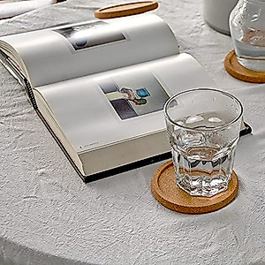 Natural Round Cork Coasters for Drinks with Lip Edge Absorbent Heat and Water Resistant Reusable Durable Saucers for Bar Glass Cup / Mug Coffee Coasters (2, PCS)