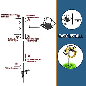 Garden Hose Holder Freestanding, Water Hose Holder, Hose Hanger Heavy Duty Garden Hose Reel Hose Rack, Hose Storage Hose Stand Decorative Hose Organizer for for Garden, Lawn,Yard, Black