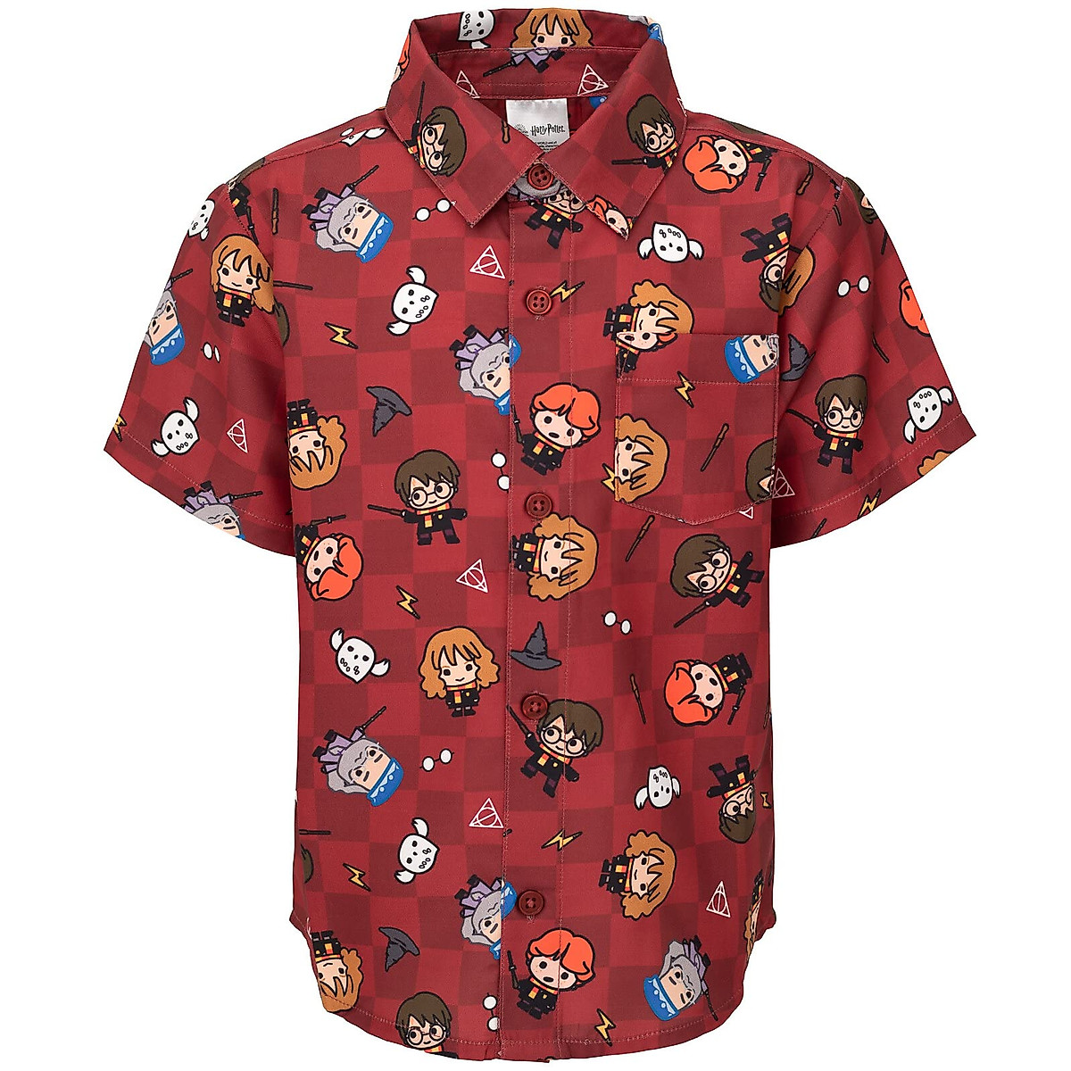 Harry Potter Dumbledore Ron Weasley Hedwig Owl Little Boys Hawaiian Button Down Shirt 7-8