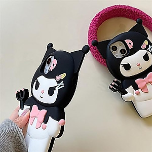 Danzel Compatible with iPhone 14 Pro Case 6.1", Cute Kawaii Cartoon 3D Soft Silicone Anime Funny Cool Weird Ugly Character Full Protective Shockproof Phone Case Cover for Kids Girl (Black)