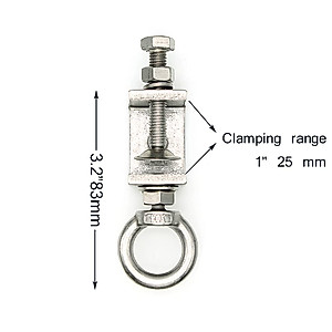 5Pcs C-Clamps;C Clamp Stainless Steel, Beam Clamp.Comes with Stainless Steel Screw Ring That Can Withstand 100 Pounds of Static Gravity (medium)